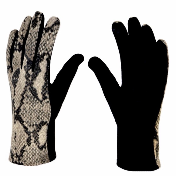 Accessories | Snake Print Black Tan Touch Screen Compatible Gloves ...